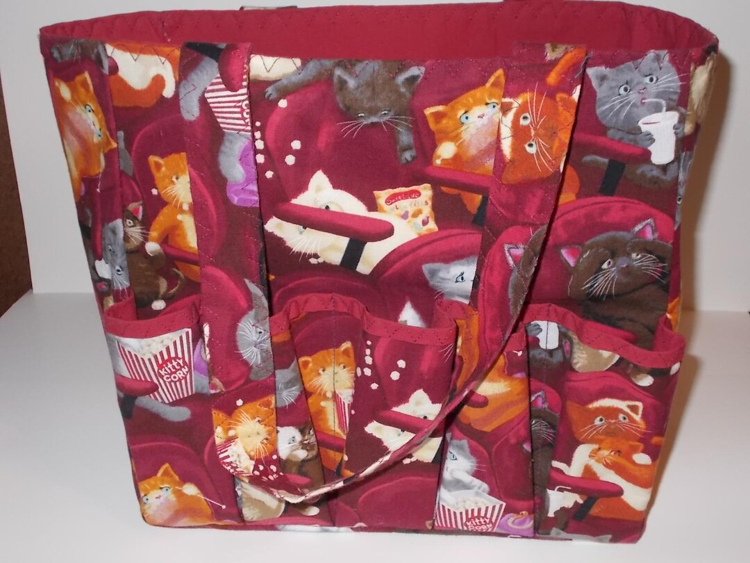 Bingo or Craft Tote Bag - Scaredy Cats - Handmade Fully Lined W/pockets ...