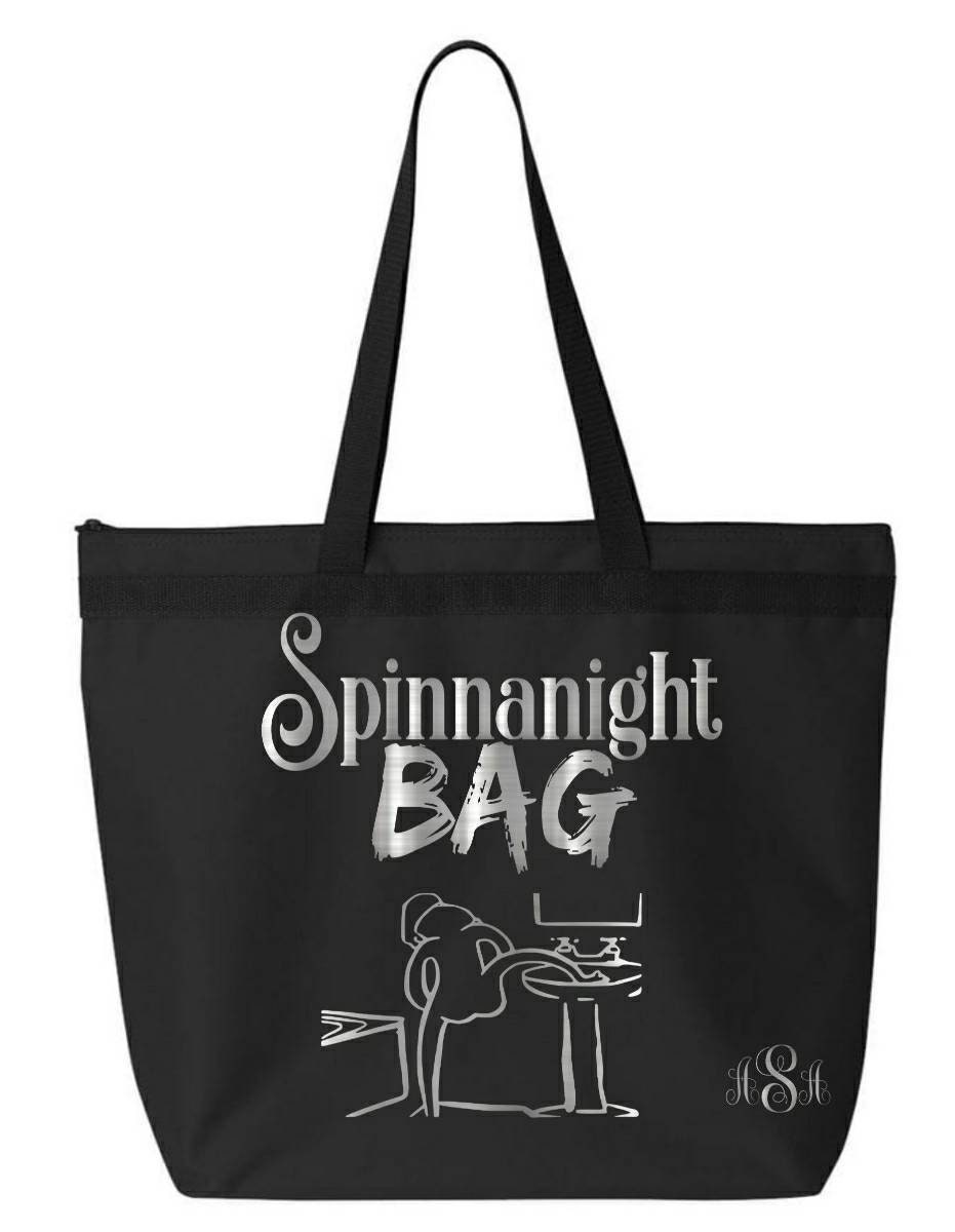 Spinnanight (spend the Night) Tote With Monogrammed Initials. - Etsy