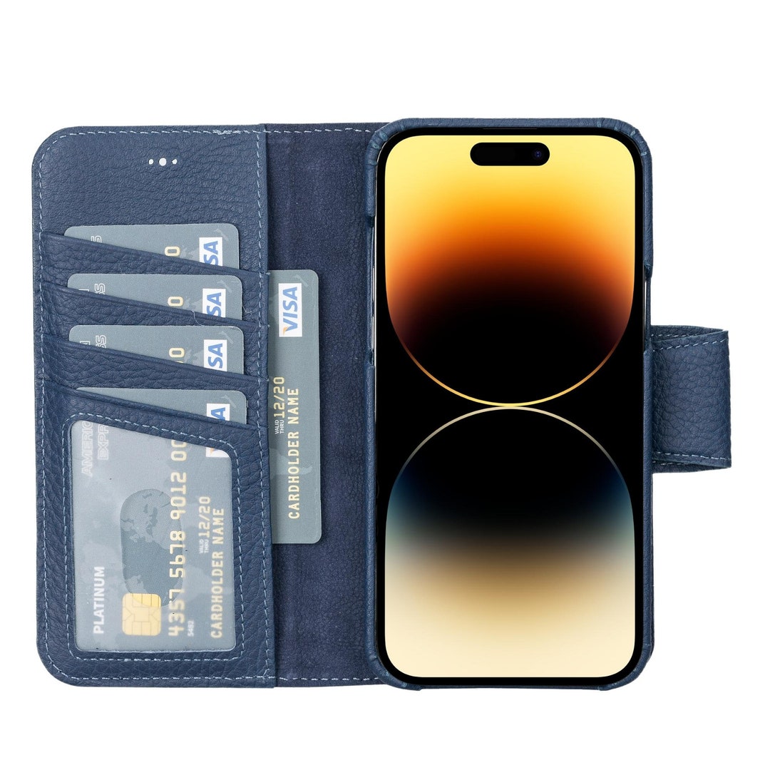 Apple iPhone 14 PRO 6.1 Burkley Detachable Full Grain Leather Wallet ...