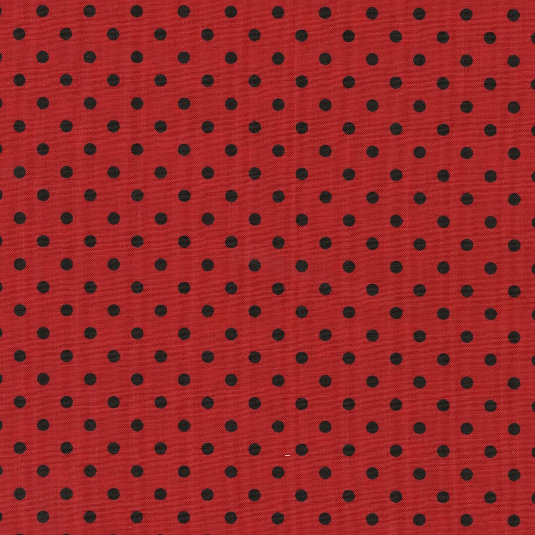 Polka Dot Fabric, by the Yard, Dot, Timeless Treasures, Red With Black ...