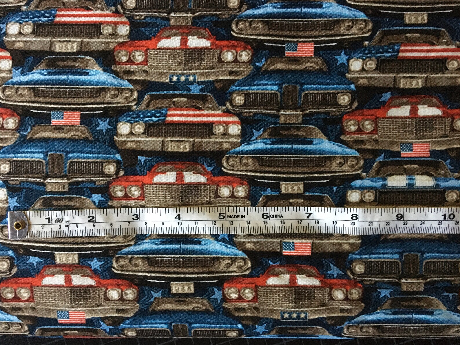 Muscle Car Fabric by the Yard Patriotic Oncoming Cars | Etsy