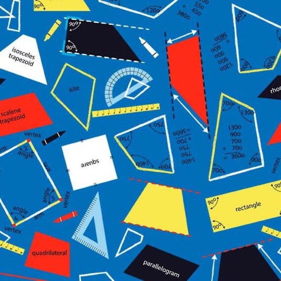 Geometry Math Fabric By The Yard STEM Squad Michael Miller | Etsy