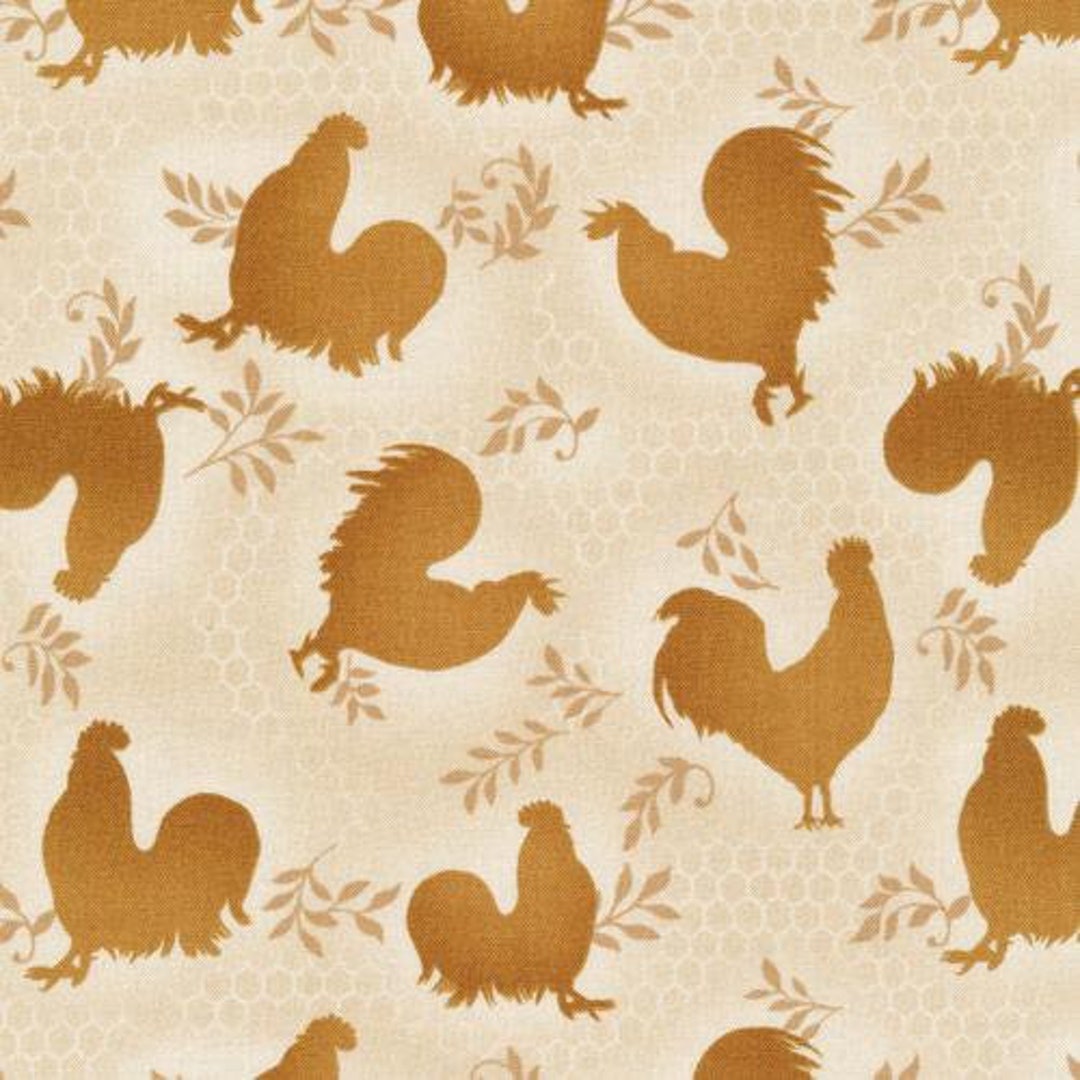 Rooster Fabric by the Yard Rooster Inn Tonal Roosters - Etsy