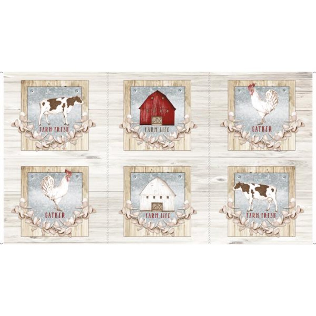 Farm Fabric Panel, 24" Panel, Farm Life Picture Patches, QT Fabrics ...