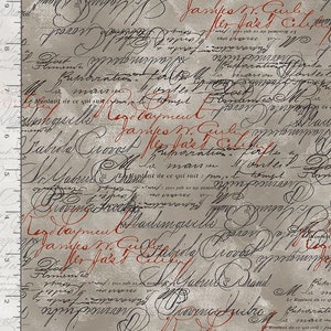 French Script Fabric, by the Yard, French Country Script, Timeless ...