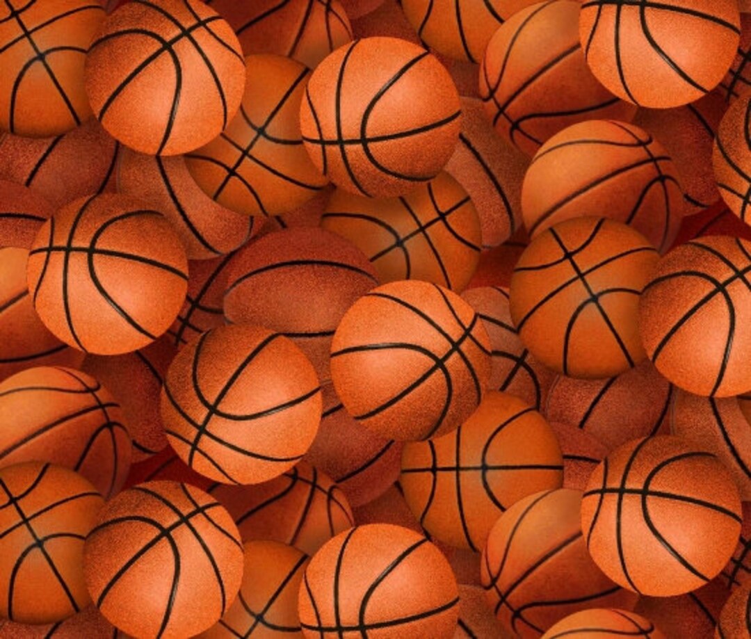Basketball Fabric, by the Yard, Packed Basketballs, Elizabeth's Studio ...