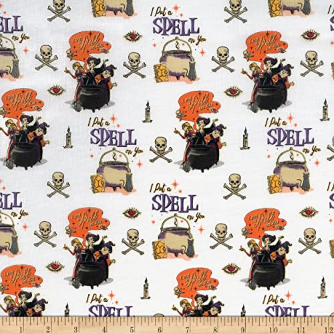 Halloween Fabric, PRECUT HALF YARD, Disney Hocus Pocus I Put A Spell on ...