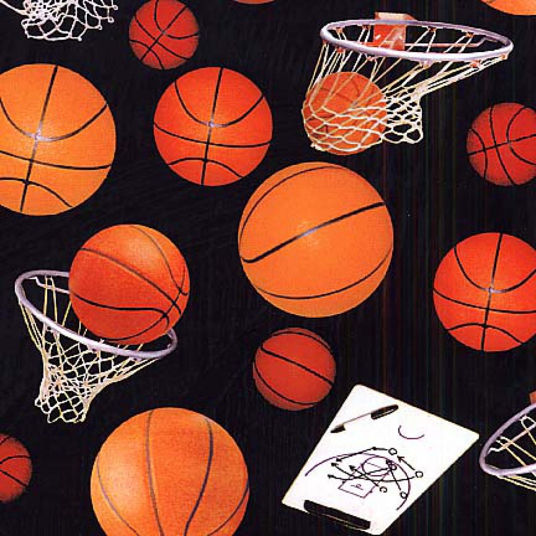 Basketball Fabric by the Yard Basketball Toss and Hoops - Etsy