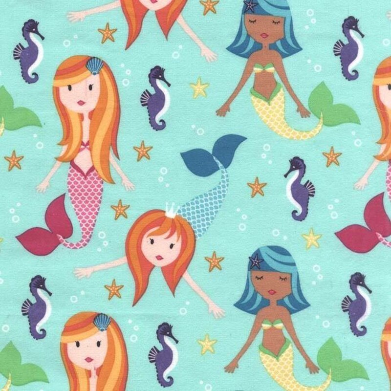 Flannel Mermaid Fabric - Etsy