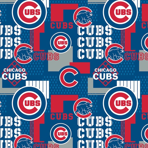 Chicago Cubs Fabric by the Yard Chicago Cubs Logo Licensed | Etsy