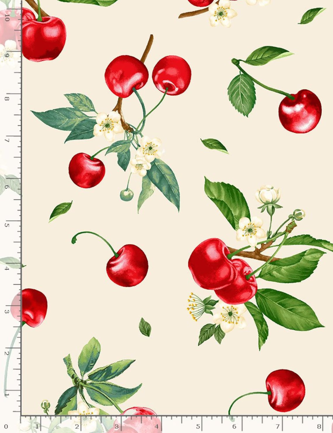 Cherry Fabric by the Yard Vintage Cherries and Flowers - Etsy