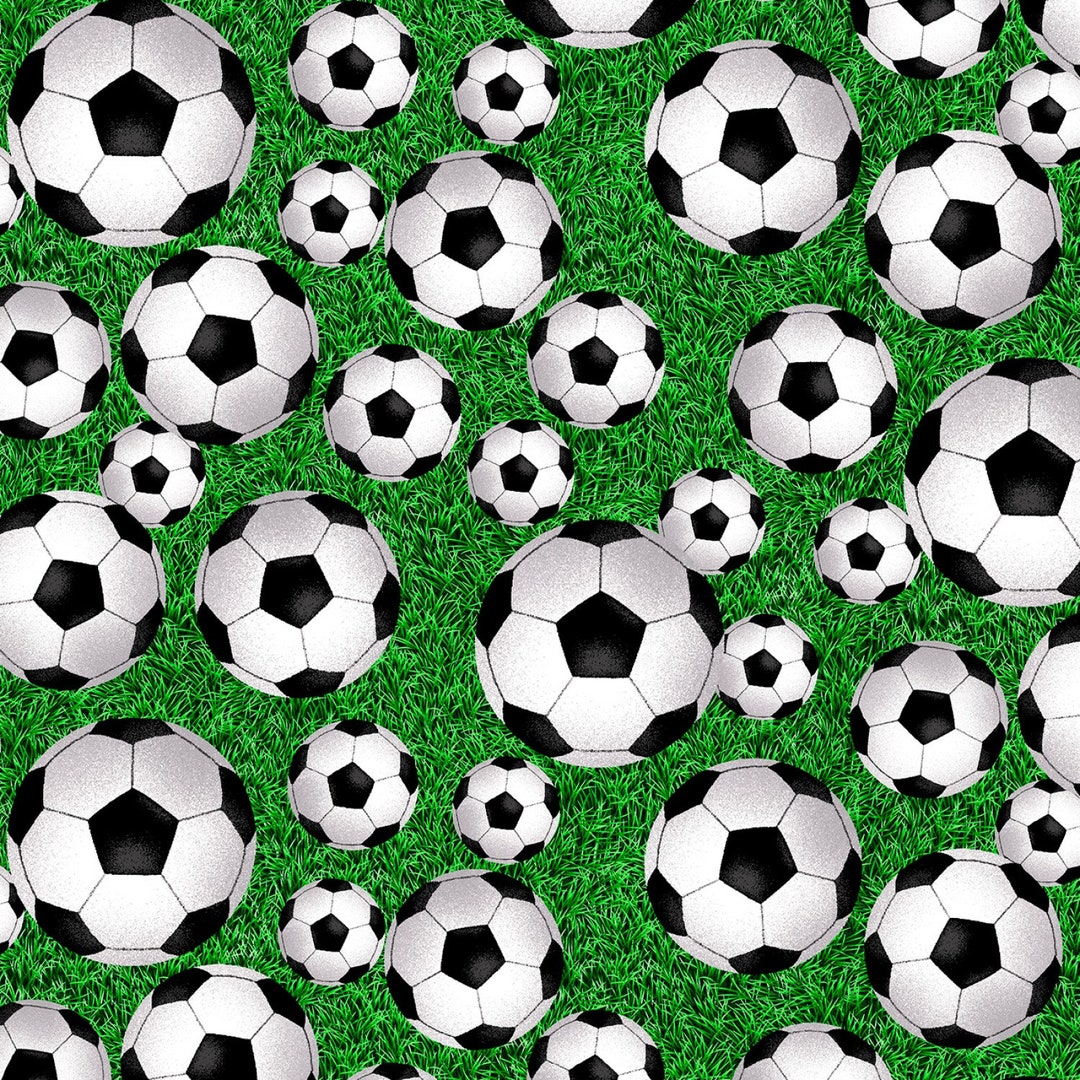 Soccer Fabric, by the Yard, Soccer Balls on Grass, Studio E Fabrics ...