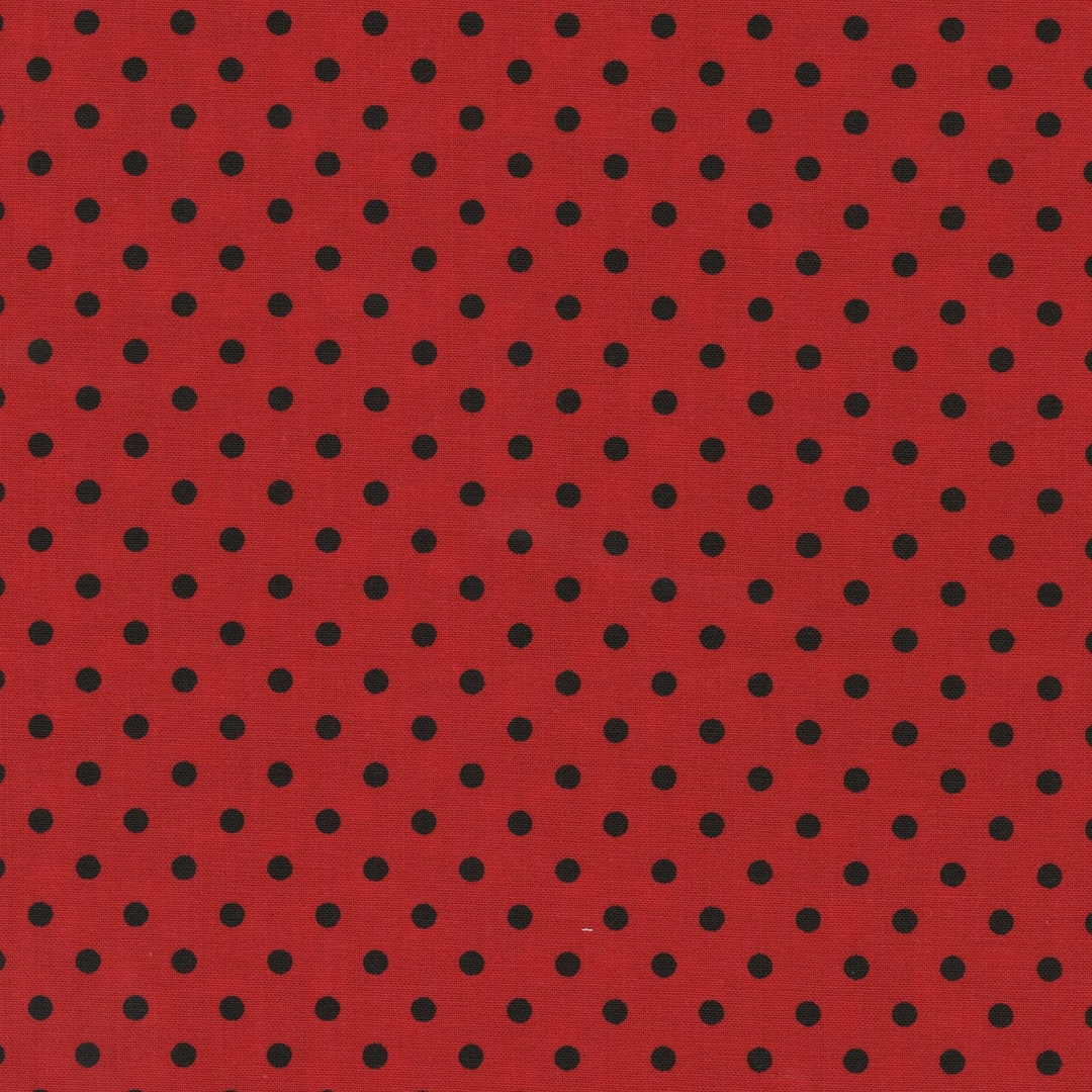 Polka Dot Fabric, by the Yard, Dot, Timeless Treasures, Red With Black ...