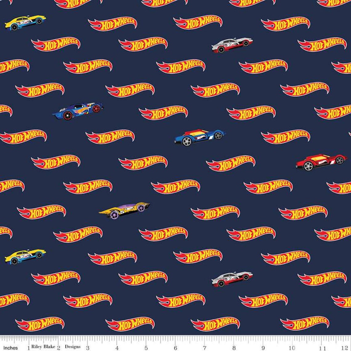 Hot Wheels Cars Fabric by the Yard Hot Wheels Logo Riley - Etsy