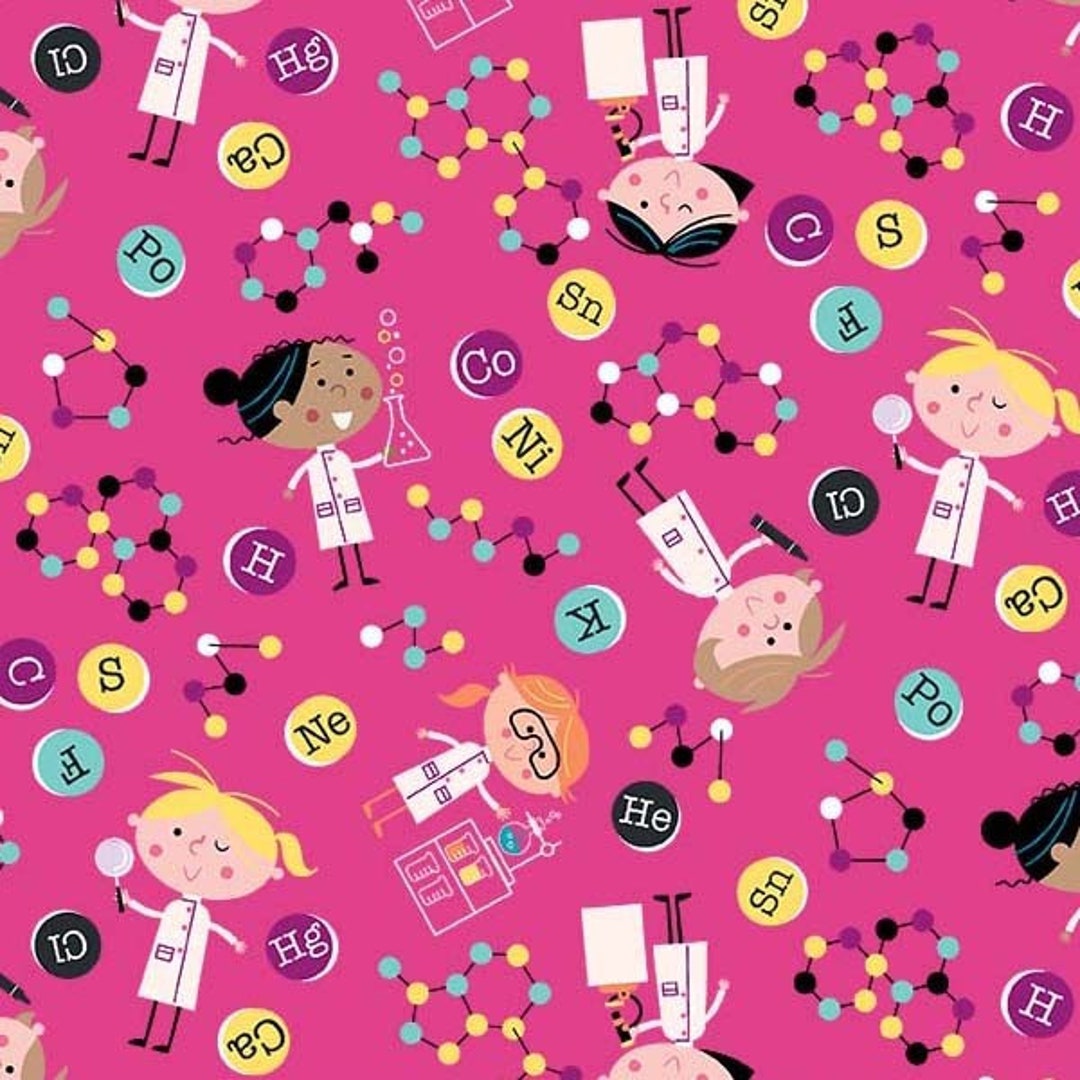 Girl Science Fabric by the Yard, STEM Squad, Girls in Science, Michael ...