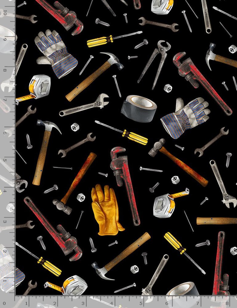 Tool Fabric by the Yard Tossed Garage Workshop Tools - Etsy