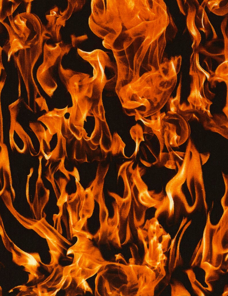 Fire Fabric by the Yard Fire Flames Fabric Black Timeless - Etsy