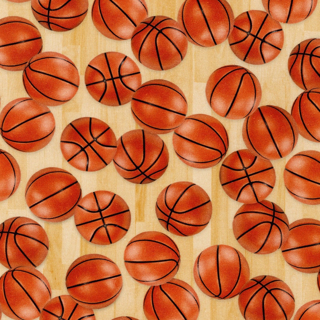 Basketball Fabric, by the Yard, Tossed Basketballs, Sports Life, Robert ...