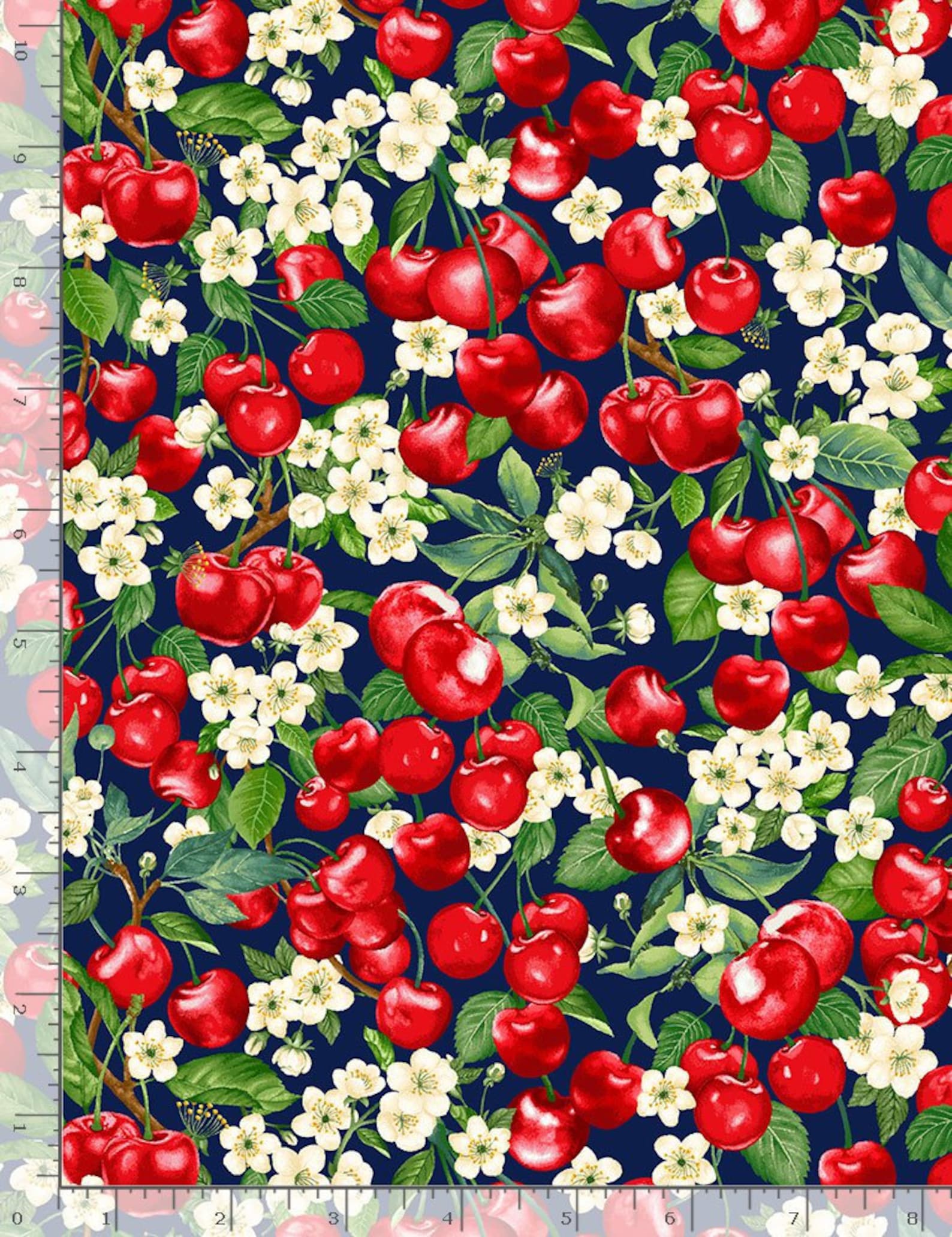 Cherry Fabric by the Yard Cherry Pie Packed Cherries and - Etsy