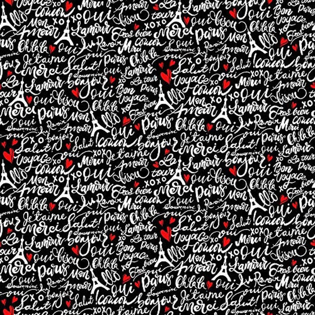Paris Fabric by the Yard, Bonjour Parisian Words, Timeless Treasures ...