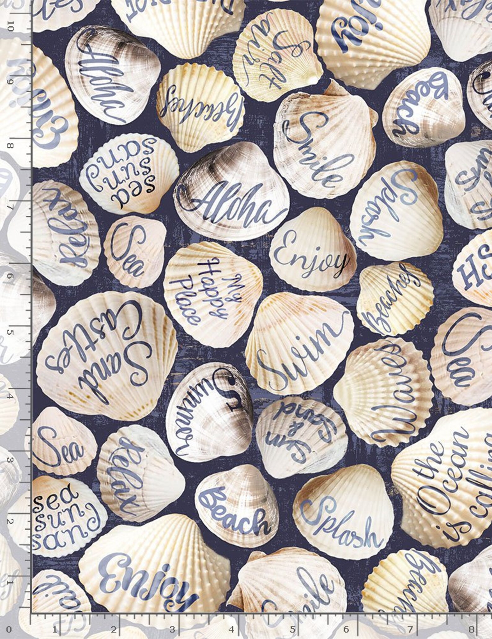 Beach Fabric by the Yard Words on Seashells Nautical Fabric - Etsy