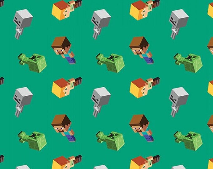 MINECRAFT Fabric , Mojang MINECRAFT Day Mobs, Official MINECRAFT, Green ...