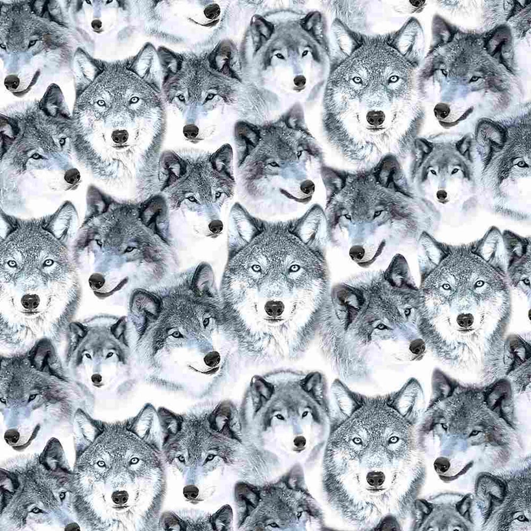 Wolf Fabric by the Yard, Packed Wolves, Timeless Treasures CD1645 ...