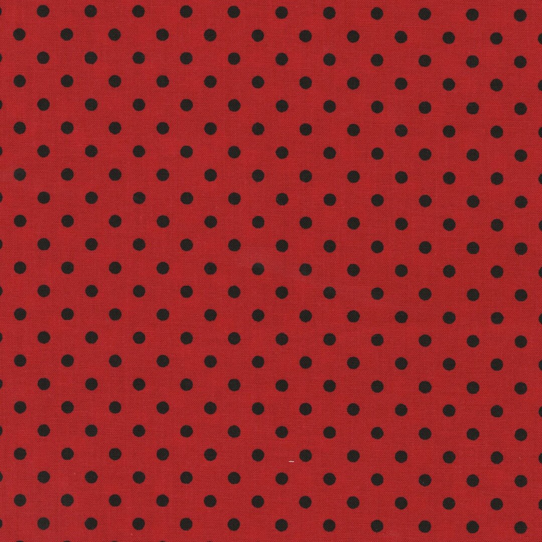 Polka Dot Fabric, by the Yard, Dot, Timeless Treasures, Red With Black ...