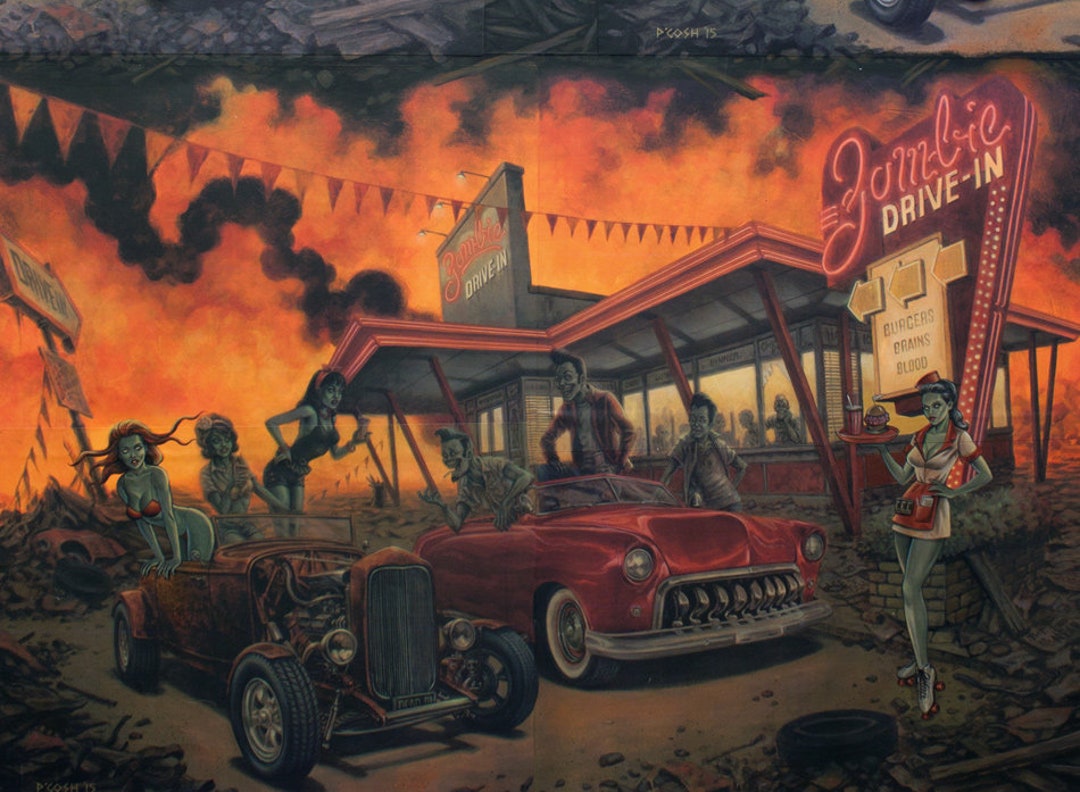 Zombie Fabric by the Yard, Zombie Drive-in, Alexander Henry Pinup ...