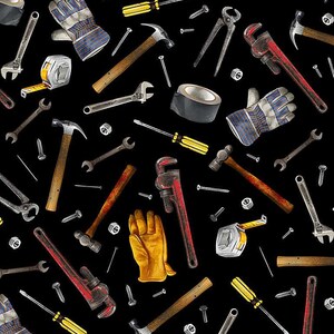 Tool Fabric by the Yard, Tossed Garage Workshop Tools, Timeless ...