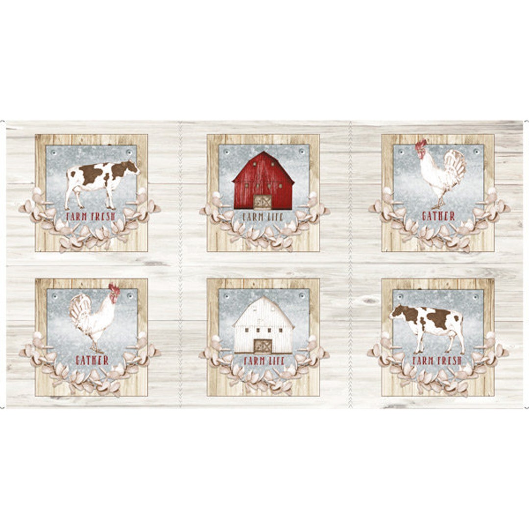 Farm Fabric Panel, 24 Panel, Farm Life Picture Patches, QT Fabrics ...