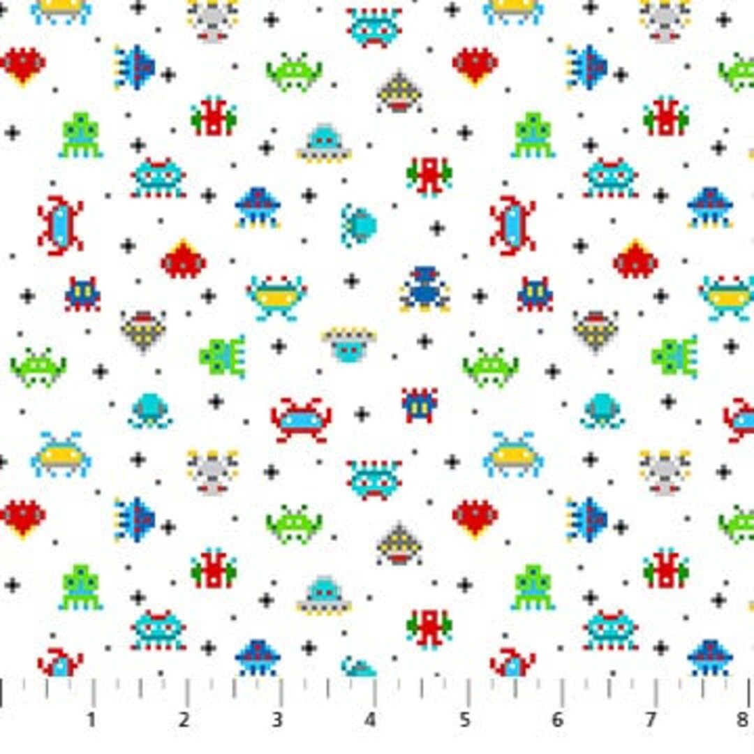 Gaming Fabric by the Yard, Gaming Zone Video Game Icons White Northcott ...
