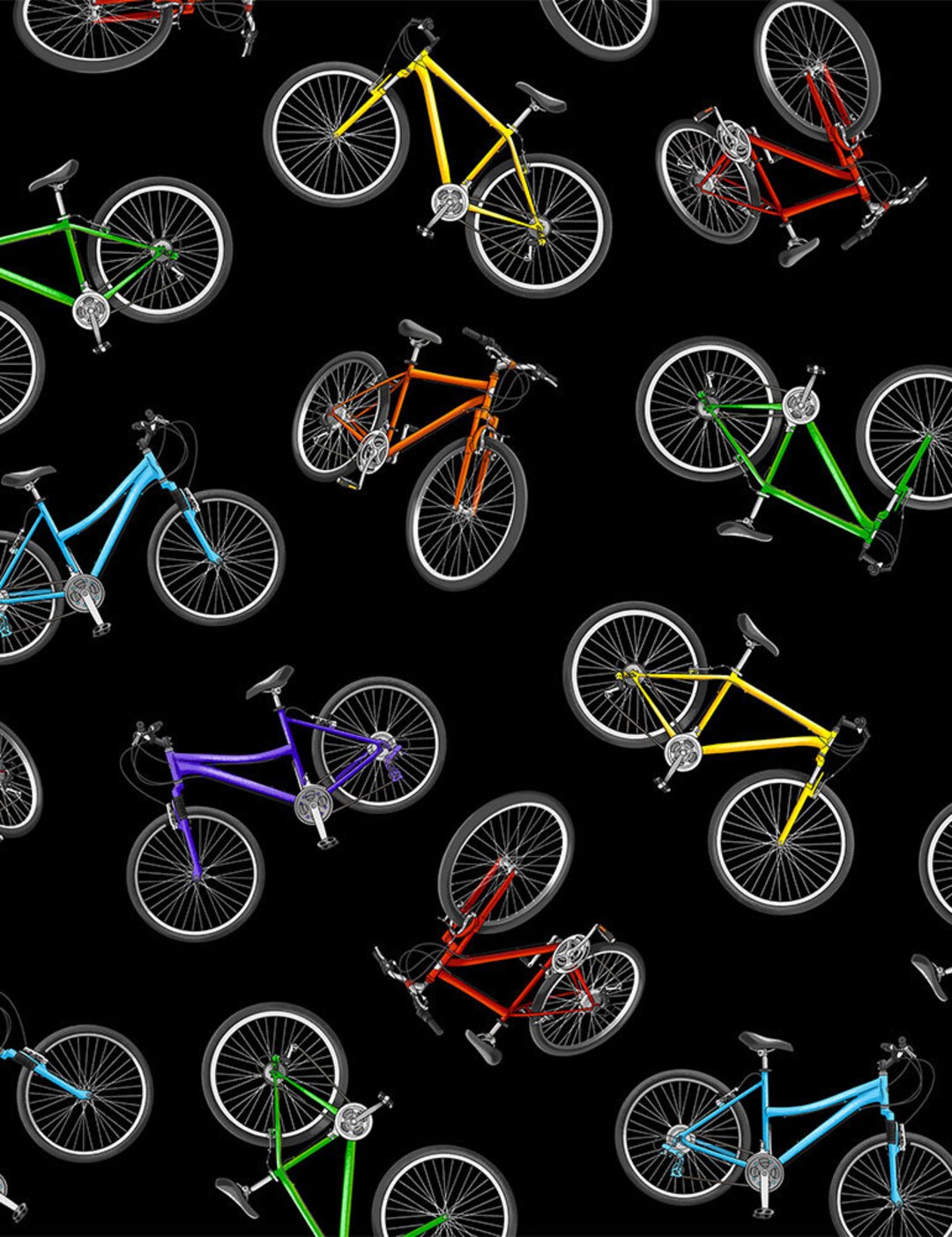 Bike Fabric by the Yard Move Your Body Tossed Colorful - Etsy