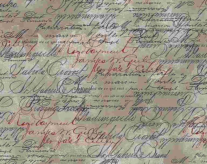 French Script Fabric, by the Yard, French Country Script, Timeless ...