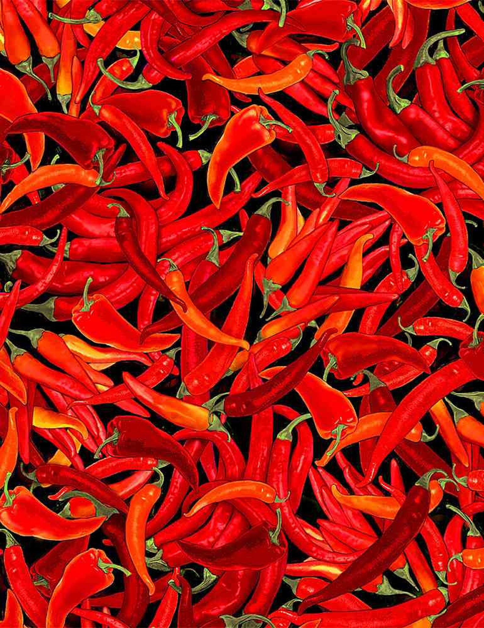 Hot Peppers Fabric by the Yard Southwest Hot Peppers | Etsy