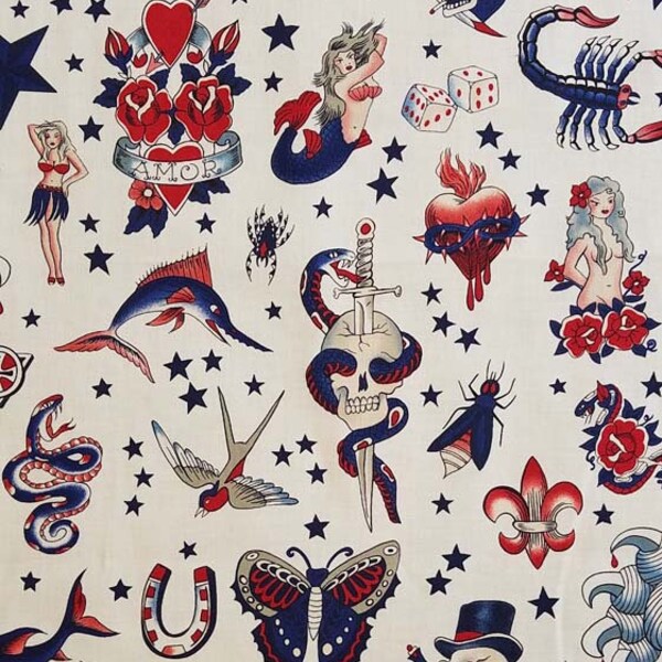 Tattoo Fabric - Etsy