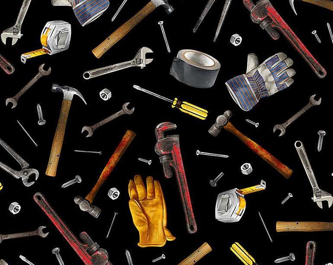 Tool Fabric by the Yard, Tossed Garage Workshop Tools, Timeless ...