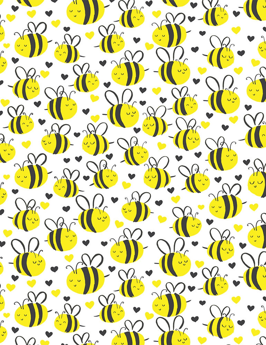 Bee Fabric, by the Yard, Cute Plump Bees, White, Timeless Treasures ...