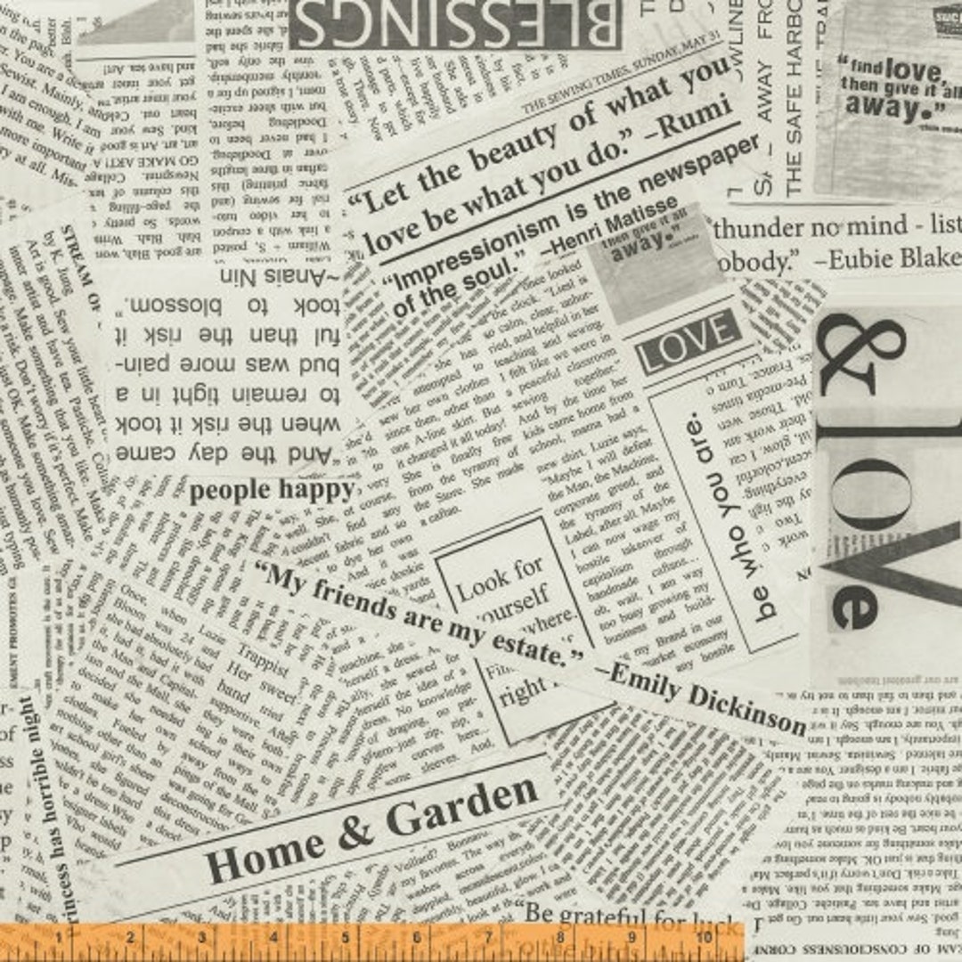 Newspaper Fabric by the Yard Newsprint Windham Fabrics - Etsy