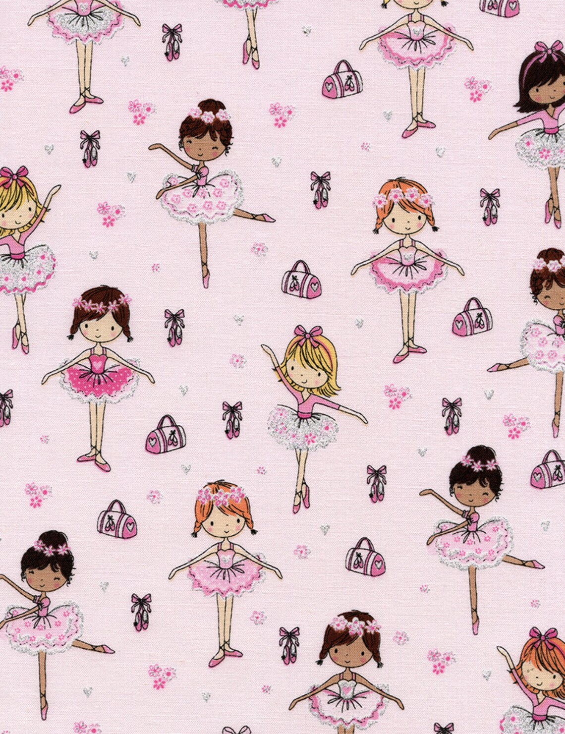 Ballerina Fabric Fabric by the Yard Glitter Ballerinas - Etsy