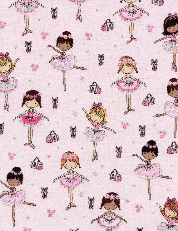 Ballerina Fabric Fabric by the Yard Glitter Ballerinas | Etsy