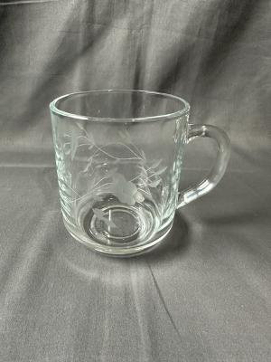 Vintage Luminarc Etched Floral Glass Mug Cup 8oz - Etsy
