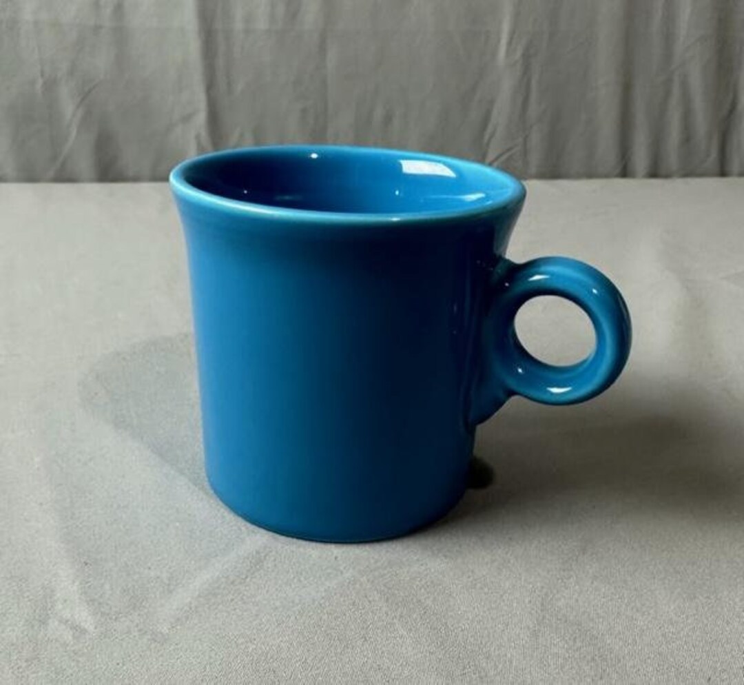 Vintage Fiesta Ware Blue Ceramic Ring Handle Mug - Etsy