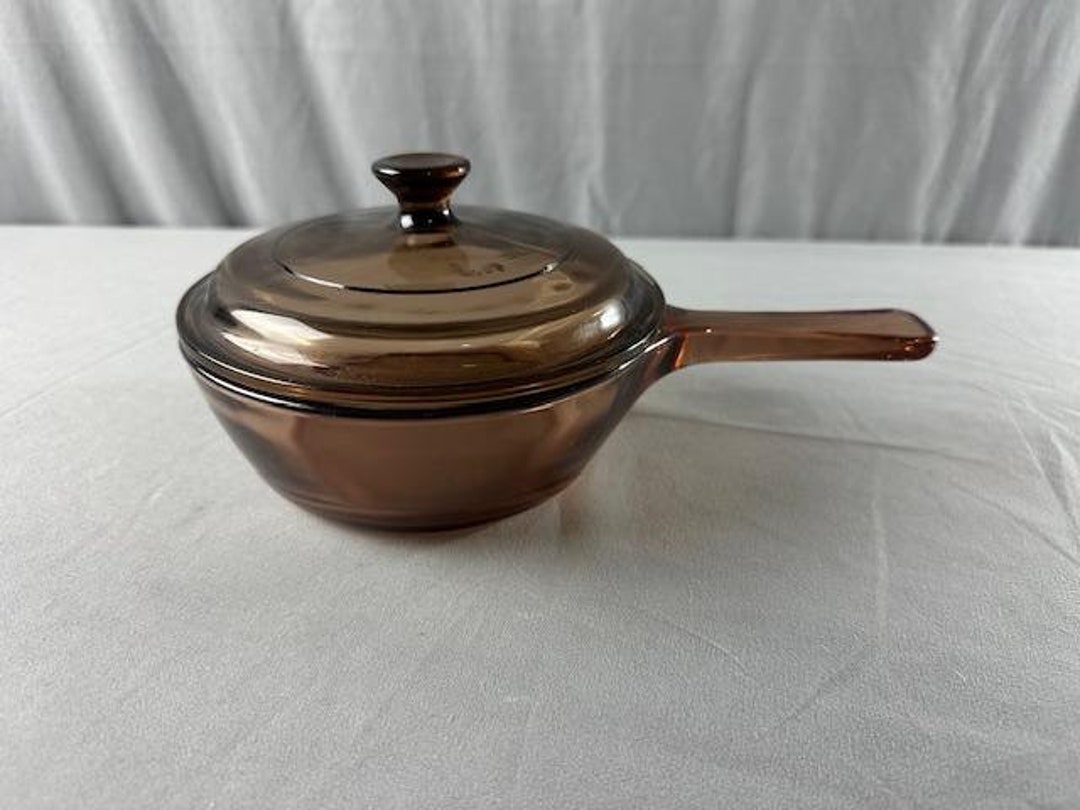 Vintage Corning Vision Brown Glass Pot Cookware With Lid 5 3/4 ...