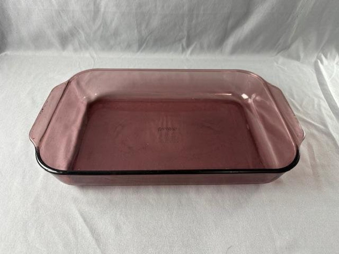 Vintage Pyrex Glass Cranberry Rectangle Casserole Baking Dish #233-R 3 ...