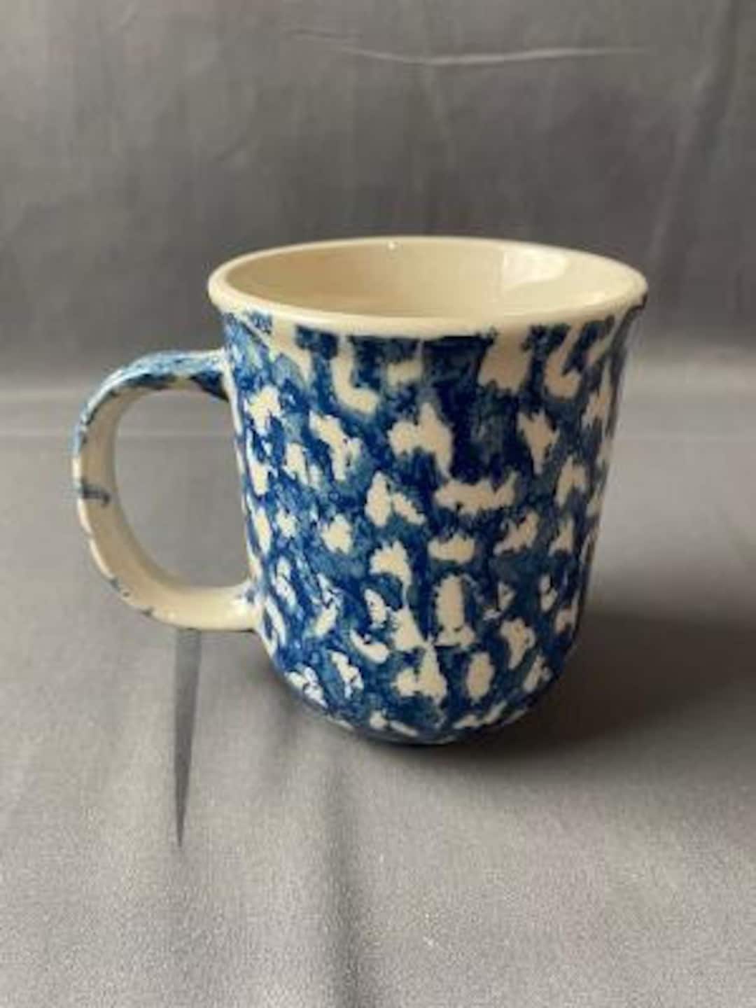 Vintage Folk Craft by Tienshan Hearts Blue Spatterware Mug - Etsy