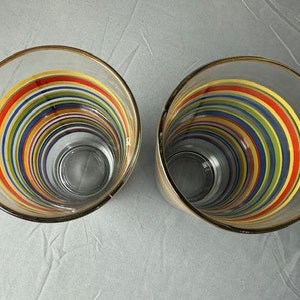 Vintage Libbey Mambo Set of 2 Tumbler Glasses Cups Stripes Multicolored ...