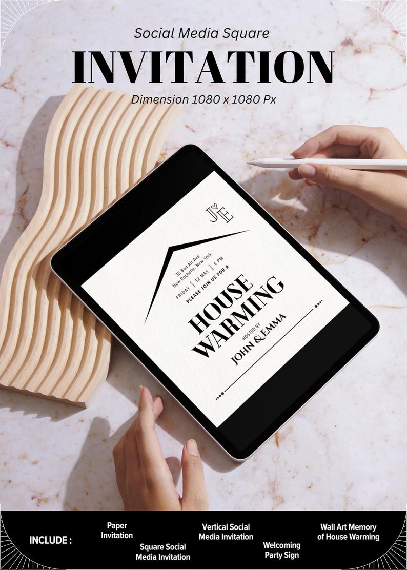 Housewarming Invitation Template Editable Canva Digital Download Card ...