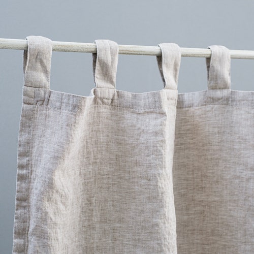 Set of 2 Linen Color Block Curtain Panels Rod Pocket | Etsy Set of 2 Linen Color Block Curtain Panels Rod Pocket | Etsy