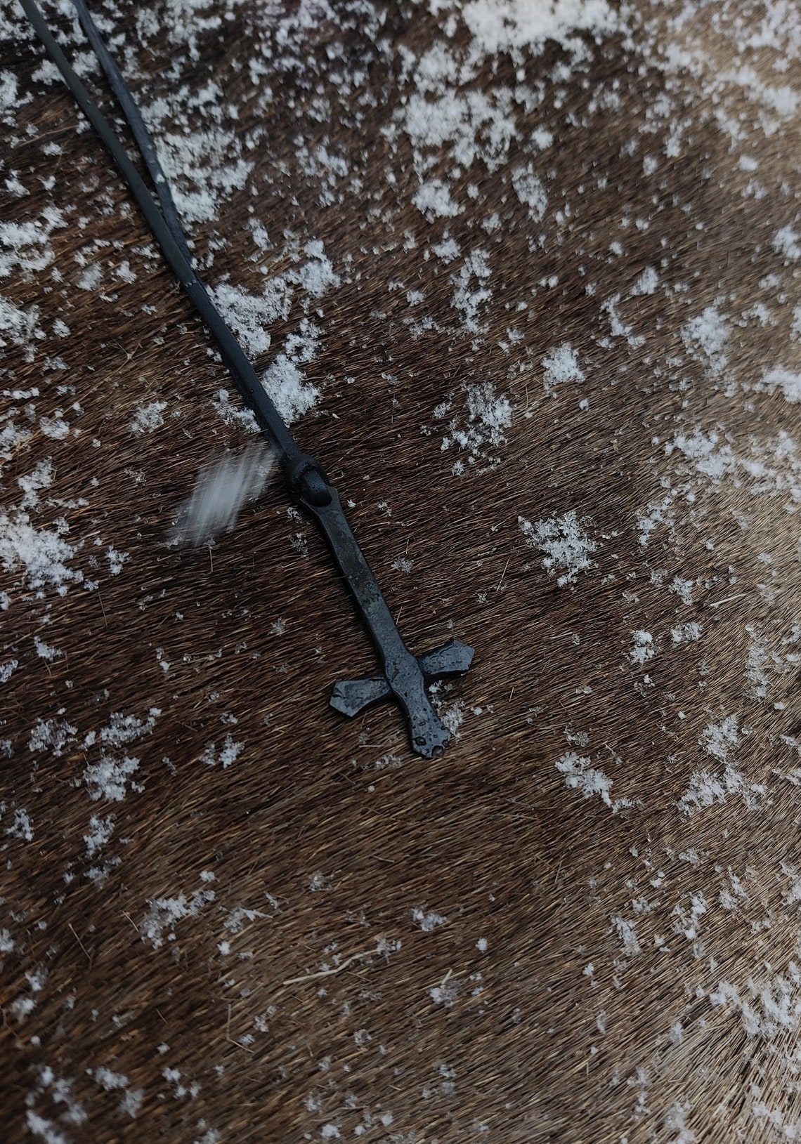 Hand Forged Inverted Cross Necklace With Leather String - Etsy Canada
